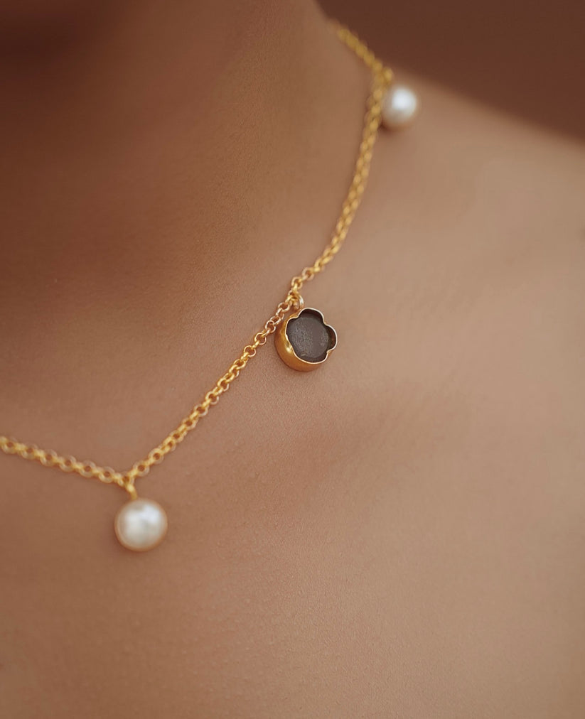 Thin Chain with Pearls & Stones – Varsha Designers