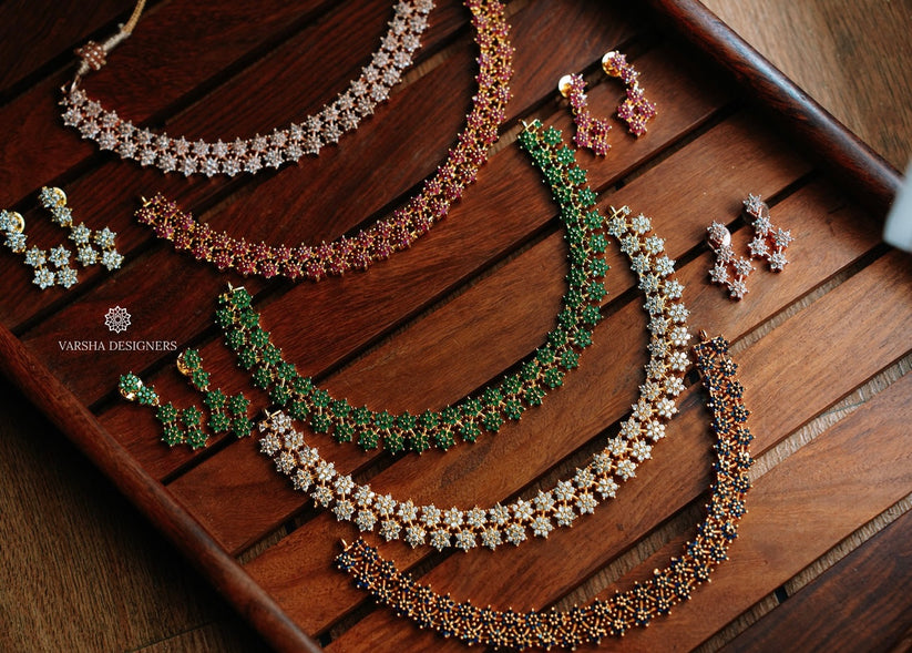 Two Layer Star Stone Necklace Set – Varsha Designers